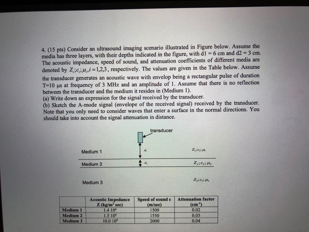 Solved 4. (15 pts) Consider an ultrasound imaging scenario | Chegg.com Solved 4. (15 pts) Consider an ultrasound imaging scenario | Chegg.com