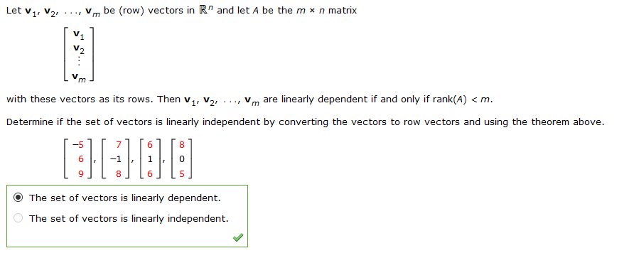 Solved Let V1, V2 V m be (row) vectors in R" and let A be | Chegg.com