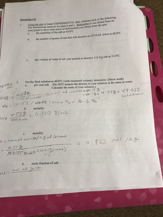 Experiment 2: Solubility Report Sheet Name and | Chegg.com
