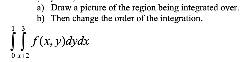 Solved a) Draw a picture of the region being integrated | Chegg.com