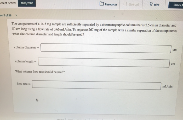 Solved Give Up? Hint Check A ment Score: 2088/2600 Resources | Chegg.com