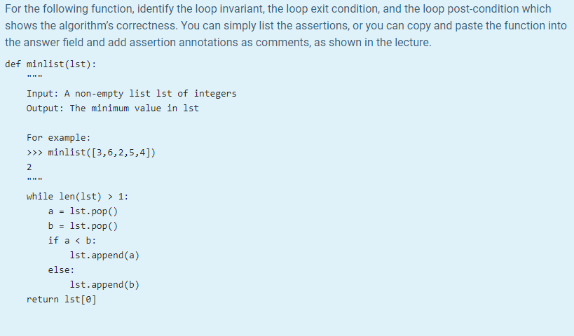 Solved For the following function, identify the loop | Chegg.com