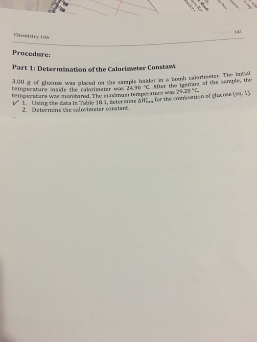 Solved Determine the calorimeter constant | Chegg.com