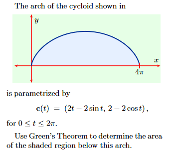 Solved The arch of the cycloid shown in is parametrized by | Chegg.com
