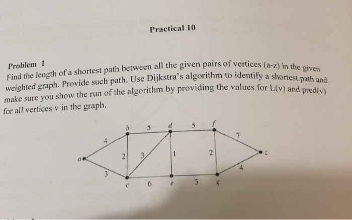 Solved Practical 10 Problem 1 Find The Length Of A Shortest 5710