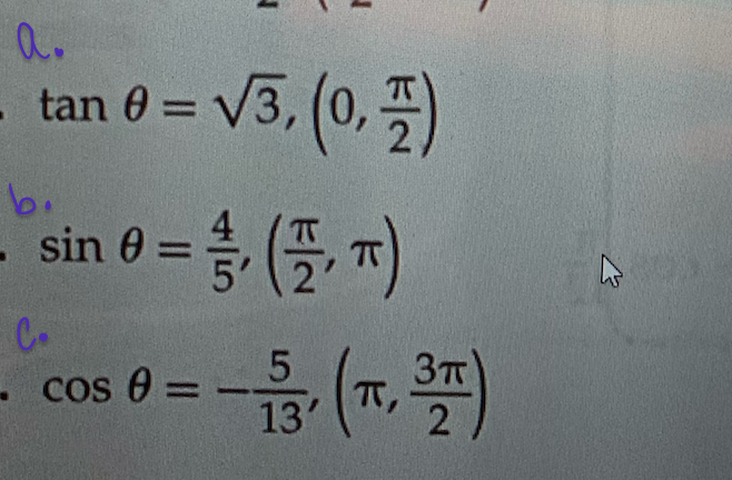 Solved Find the values of sin 20, cos 20, and tan 20 for the | Chegg.com