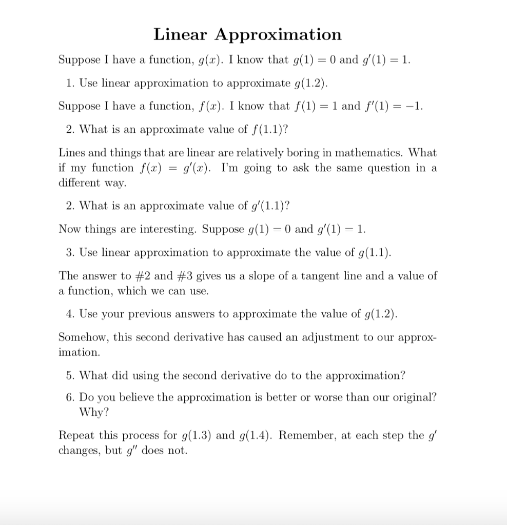 Solved Linear Approximation Suppose I Have A Function G X