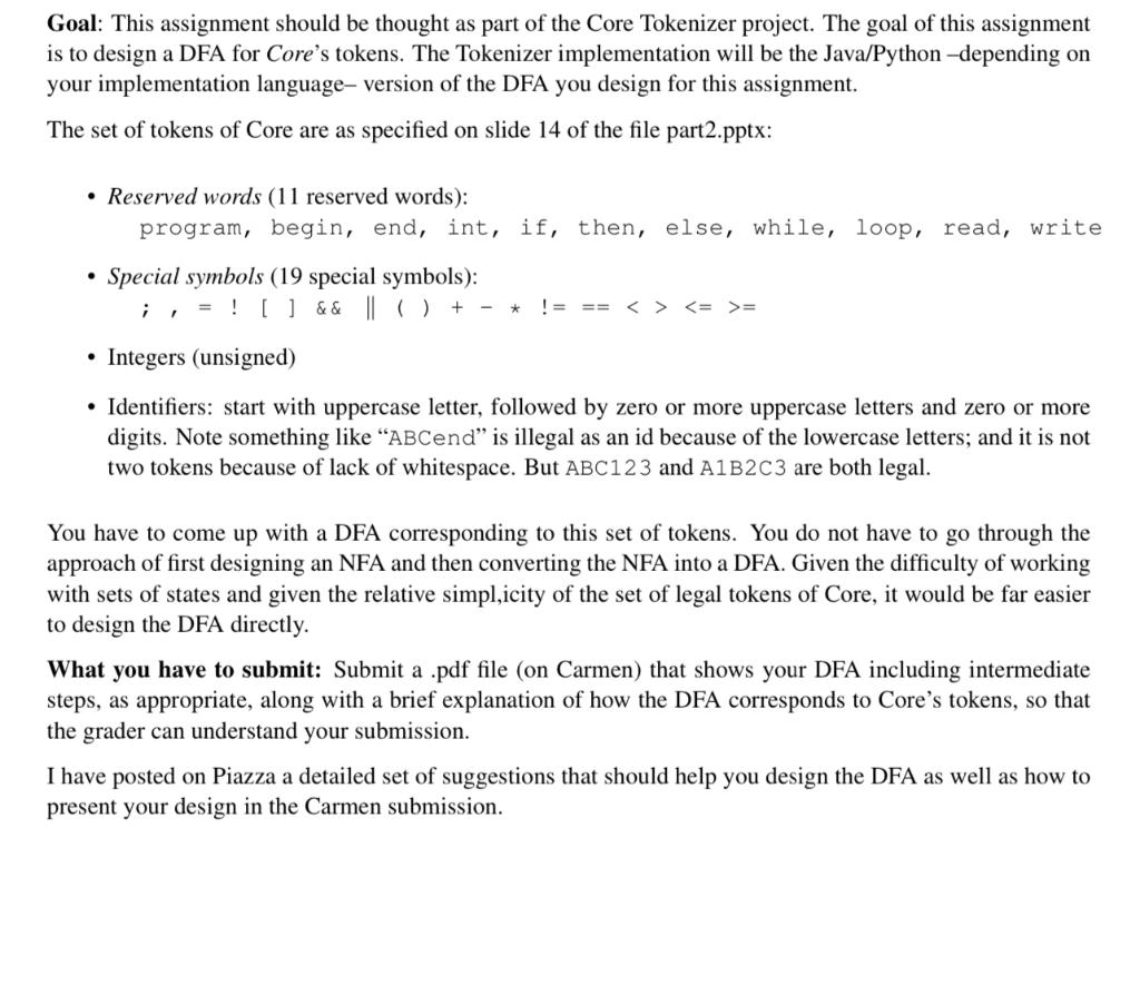 Solved Goal: This assignment should be thought as part of | Chegg.com