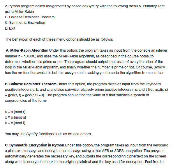 Solved A Python program called assignment1.py based on Sympy | Chegg.com