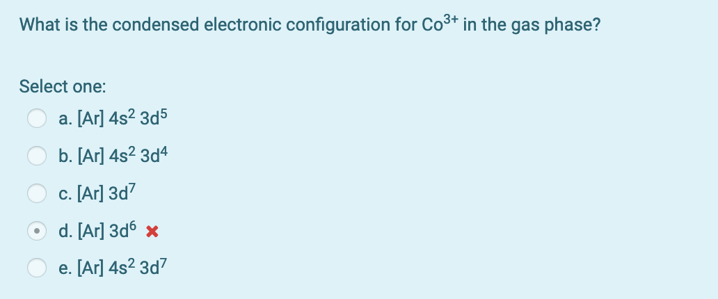 Solved What is the condensed electronic configuration for | Chegg.com