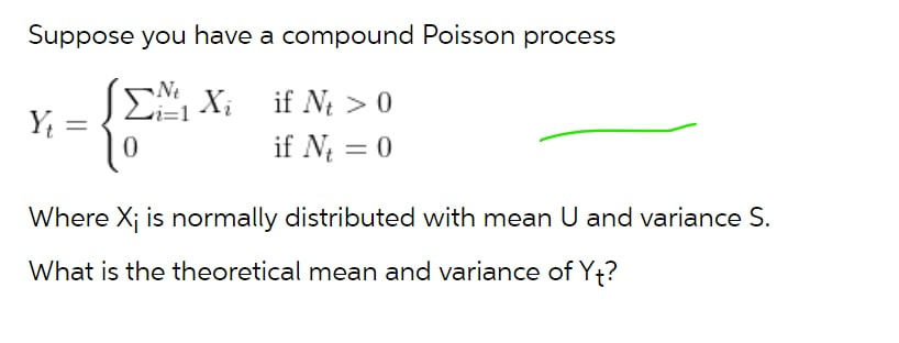 Solved Suppose you have a compound Poisson process SEX Xi if | Chegg.com