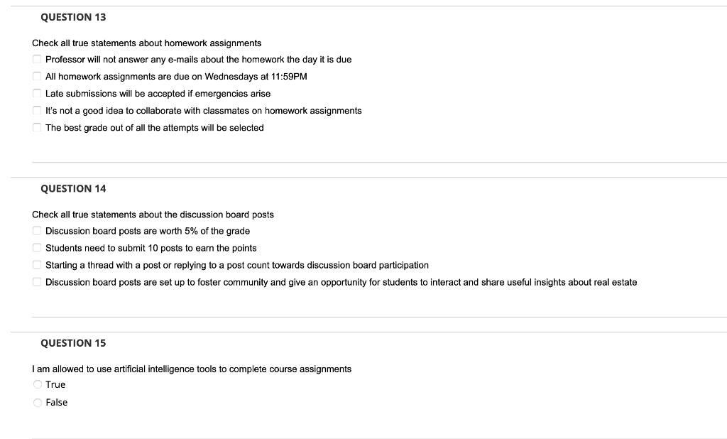 Solved Check all true statements about homework assignments | Chegg.com