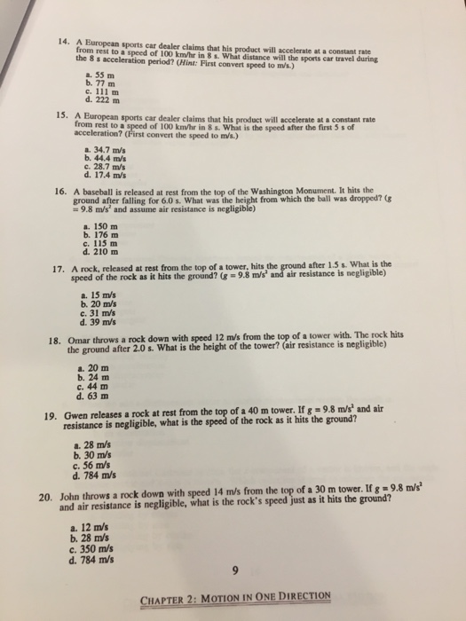 Solved CHAPTER 1 1. Which formula is dimensionally | Chegg.com