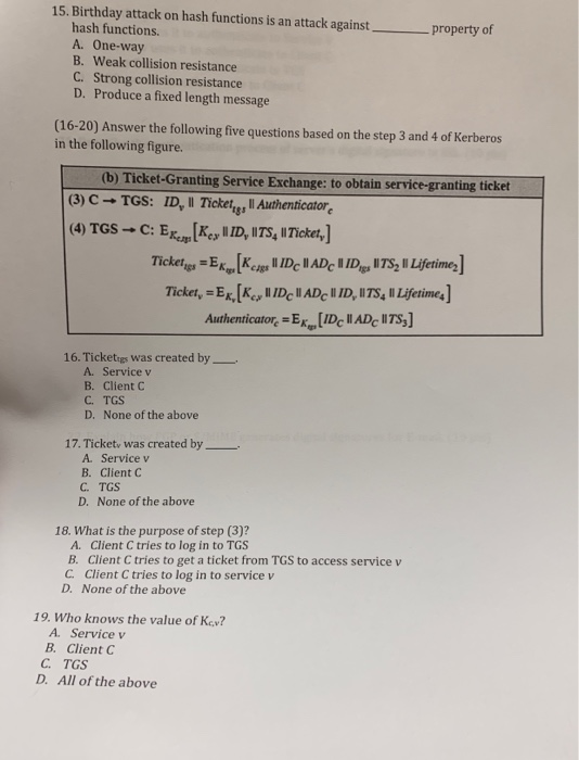 Solved 15. Birthday attack on hash functions is an attack | Chegg.com