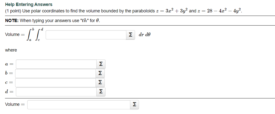Solved Help Entering Answers(1 point) Use polar | Chegg.com Solved Help Entering Answers(1 point) Use polar | Chegg.com