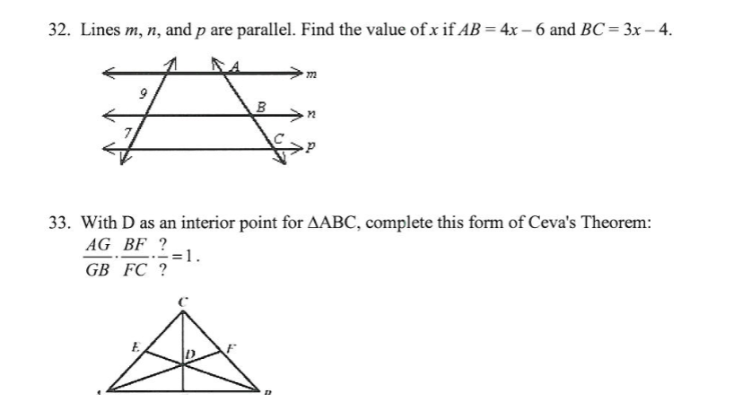 Solved 32. Lines m,n, and p are parallel. Find the value of | Chegg.com