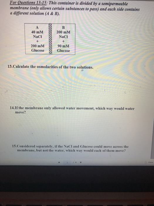 Solved This container is divided by a semipermeable membrane | Chegg.com
