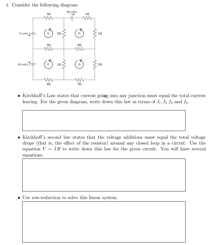 Solved 1. Consider the following diagram: - Kirchhoff's Law | Chegg.com