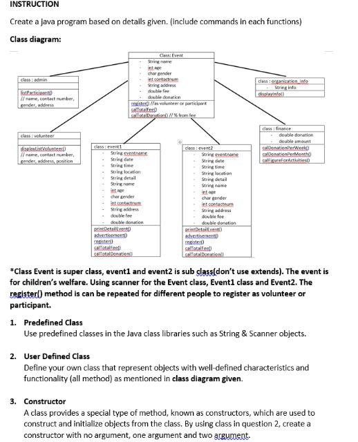 Solved INSTRUCTION Create a java program based on details | Chegg.com