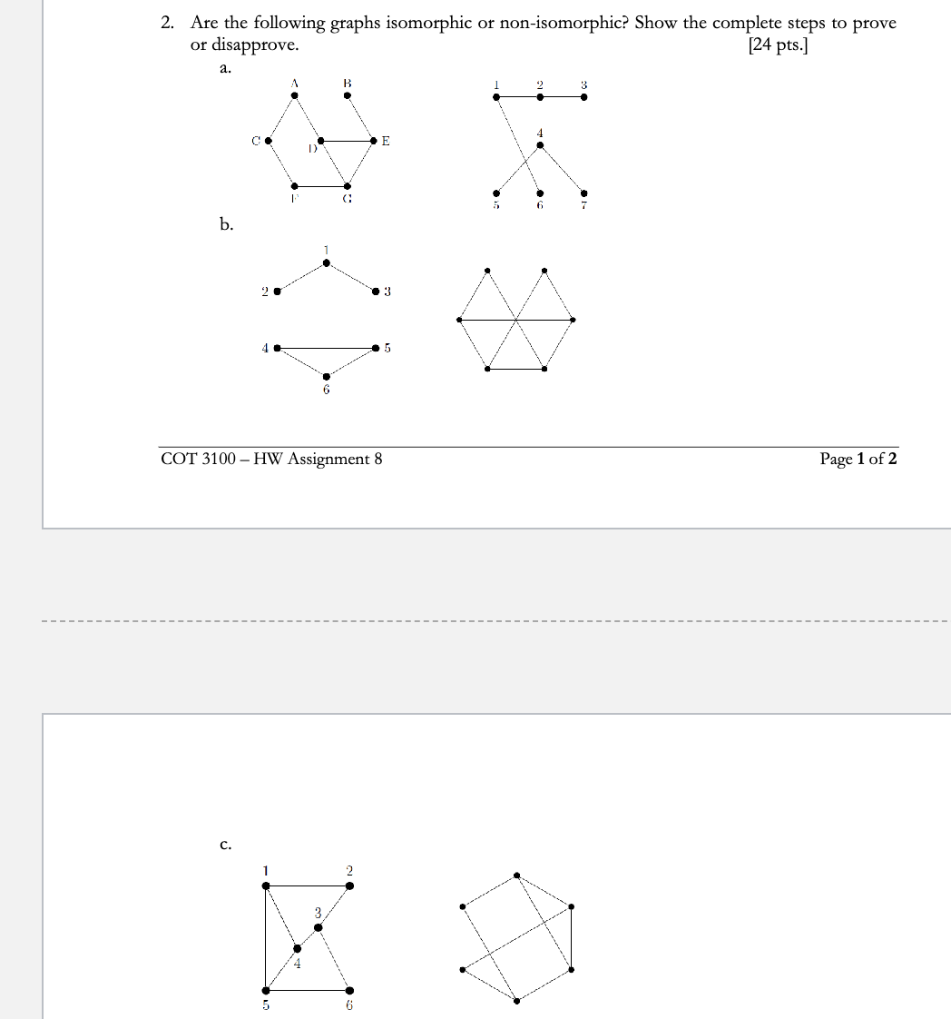 Solved 2. Are the following graphs isomorphic or | Chegg.com