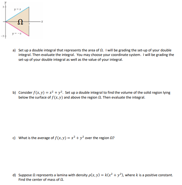 Solved a) Set up a double integral that represents the area | Chegg.com