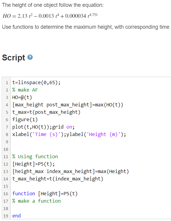 Solved In Matlab complete, t=linspace(0,65); % make | Chegg.com