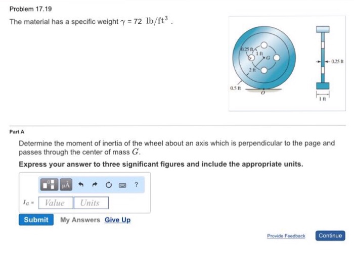 Solved The material has a specific weight gamma = 72 lb/ft^3 | Chegg.com