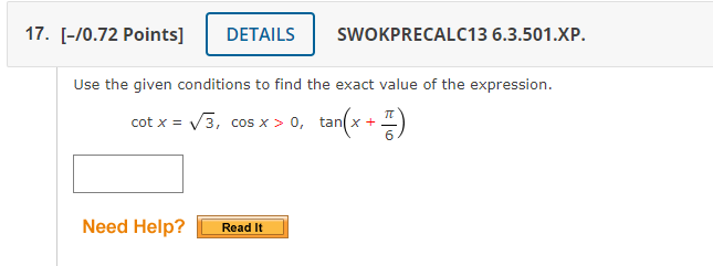 Solved Use the given conditions to find the exact value of | Chegg.com