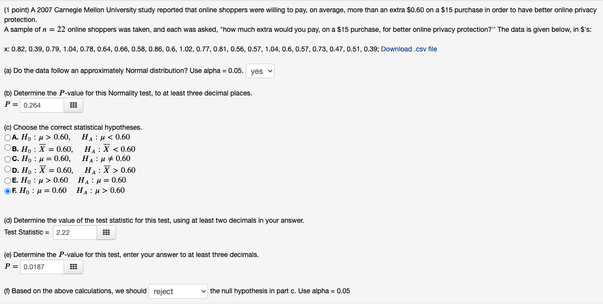Solved (1 point) A 2007 Carnegie Mellon University study | Chegg.com