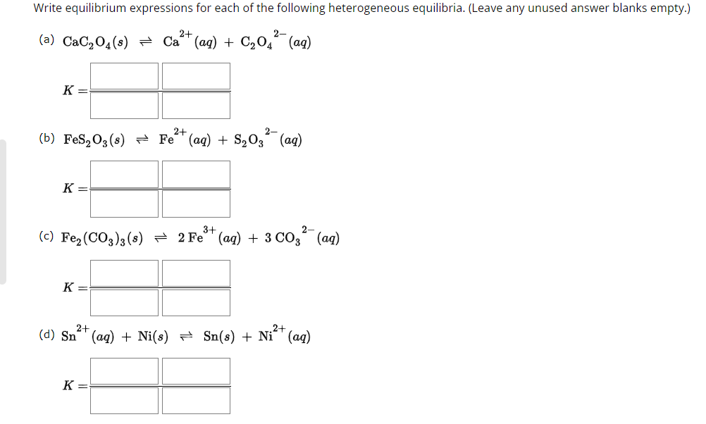 Solved Write equilibrium expressions for each of the | Chegg.com