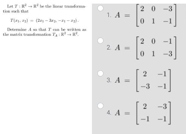 Solved Let T: R2 --> R2 be the linear transformation such | Chegg.com