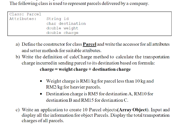 Parcel Charges