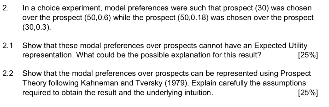 2. In a choice experiment, model preferences were | Chegg.com