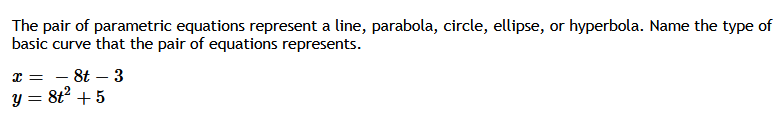 Solved Find the type of basic curve represented by the | Chegg.com