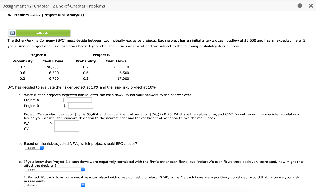 Solved Assignment 12: Chapter 12 End-of-Chapter Problems 8. | Chegg.com