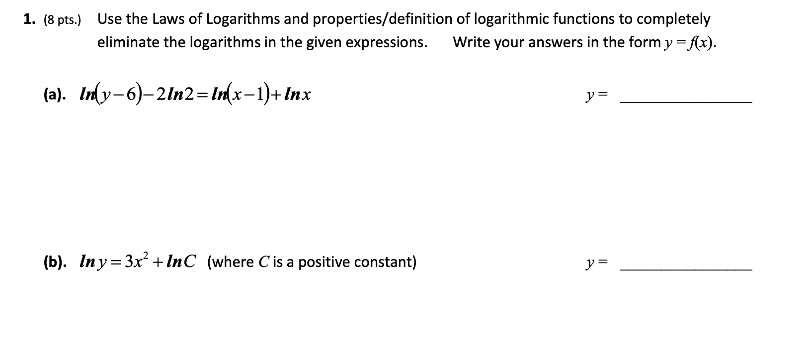 Solved Use the Laws of Logarithms and properties/definition | Chegg.com