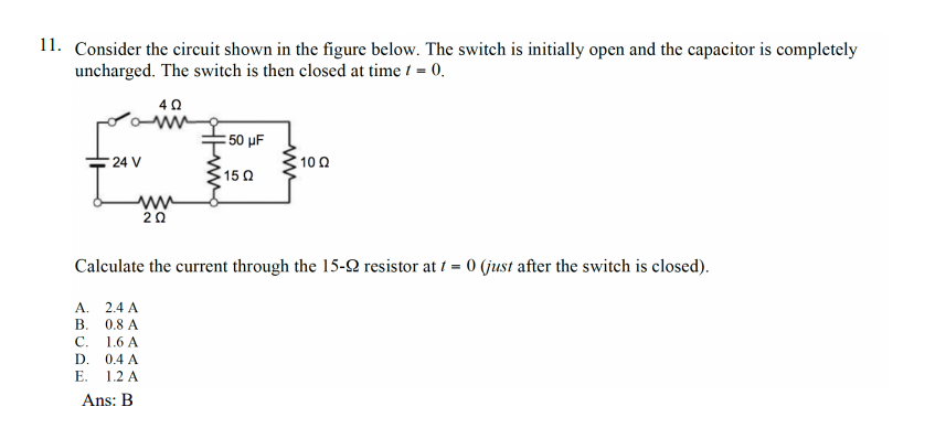 Solved Consider the circuit shown in the figure below. The | Chegg.com
