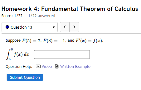 Solved Homework 4: Fundamental Theorem of Calculus Score: | Chegg.com