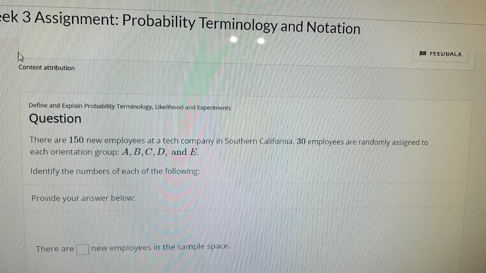 Solved eek 3 Assignment: Probability Terminology and | Chegg.com