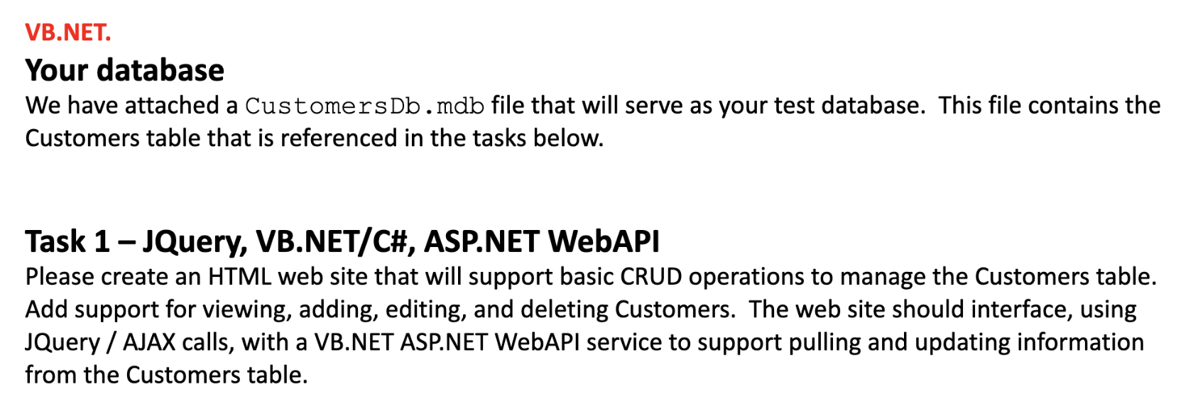 Solved VB.NET. Your database We have attached a | Chegg.com