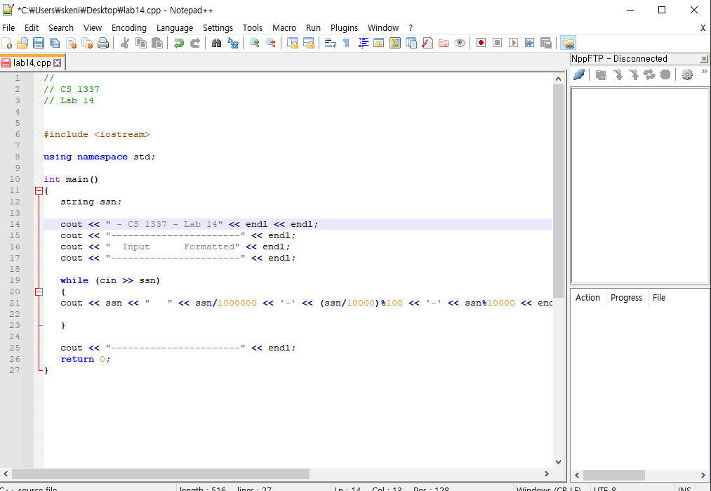 Solved Lab 14 Due Date: See Blackboard Source File: | Chegg.com