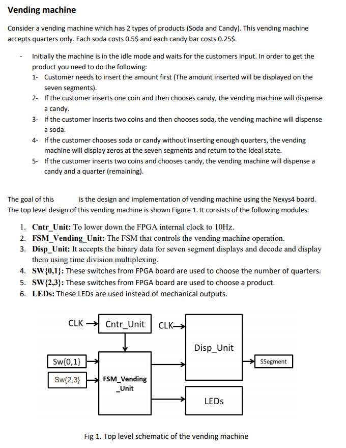 Vending machine Consider a vending machine which has | Chegg.com