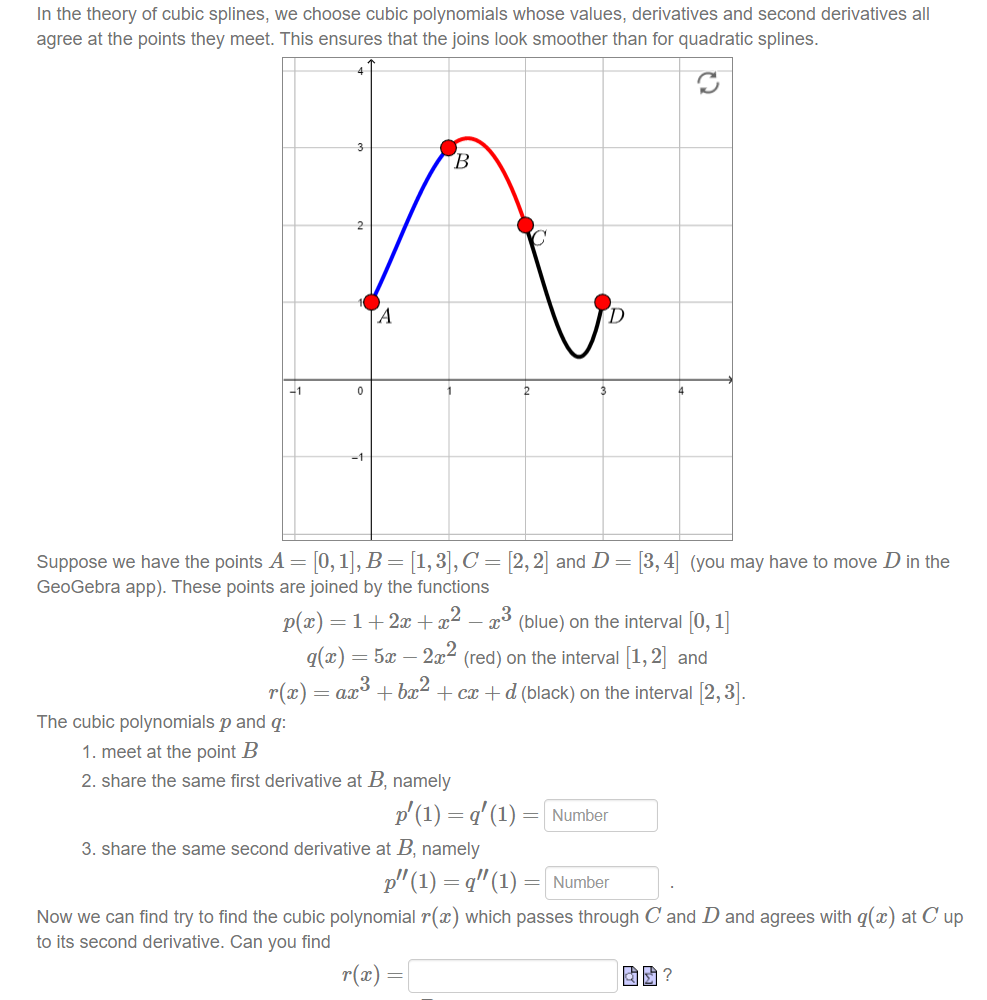 Solved In the theory of cubic splines, we choose cubic | Chegg.com