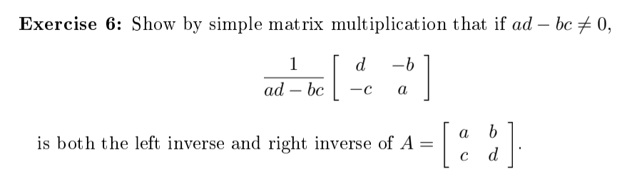 Solved # Exercise 6: Show by simple matrix multiplication | Chegg.com