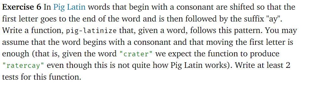 Solved Exercise 6 In Pig Latin words that begin with a | Chegg.com
