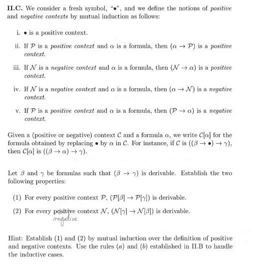 Solved II. We consider the intuitionistic implicative | Chegg.com