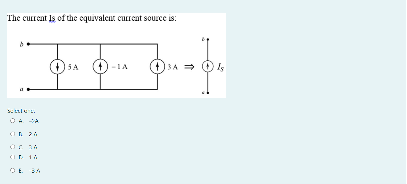 Solved The current Is of the equivalent current source is: b | Chegg.com