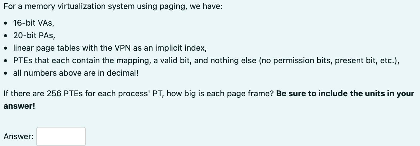 Solved For a memory virtualization system using paging, we | Chegg.com