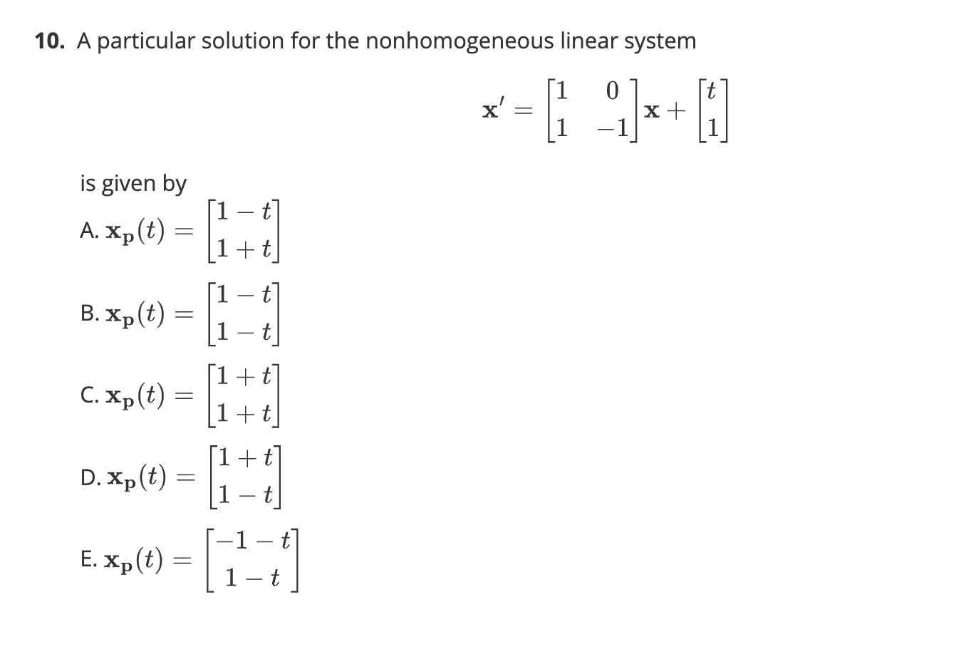 Solved A particular solution for the nonhomogeneous linear | Chegg.com