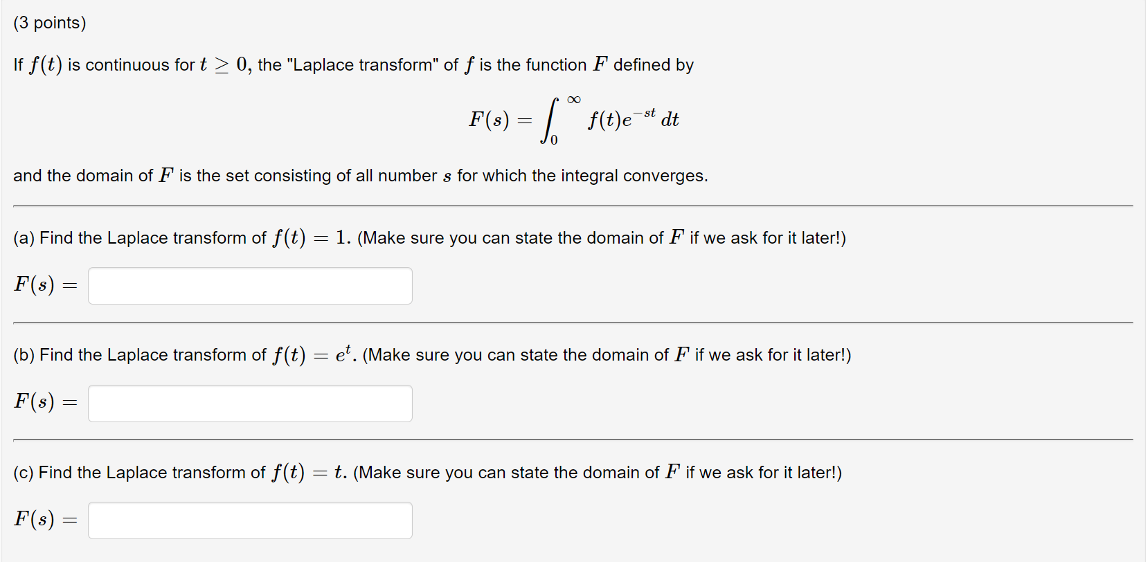 Solved If f(t) is continuous for t≥0, the "Laplace | Chegg.com